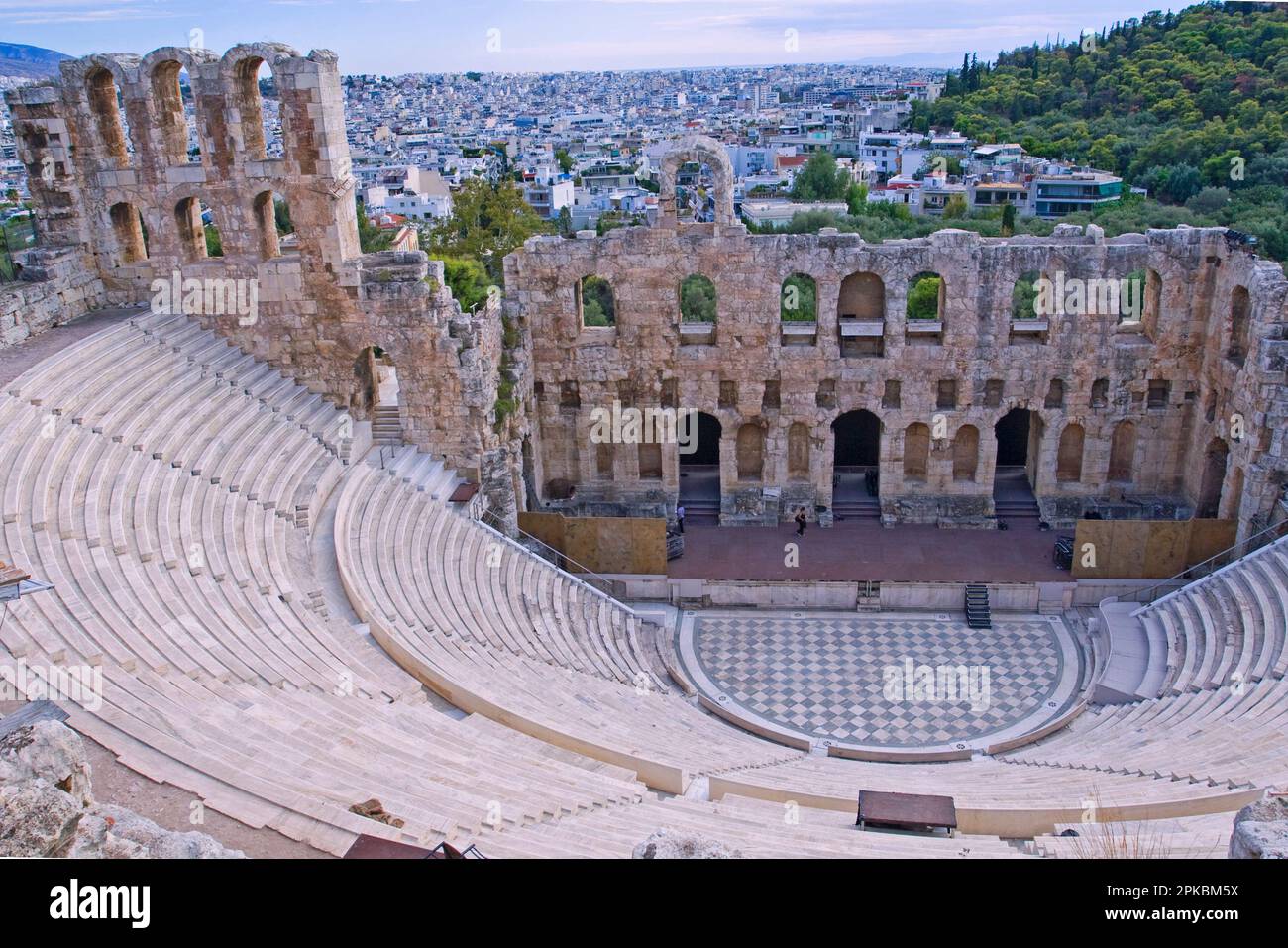 view of the ancient amphitheater of the Odeon of Herod Atticus in the ...