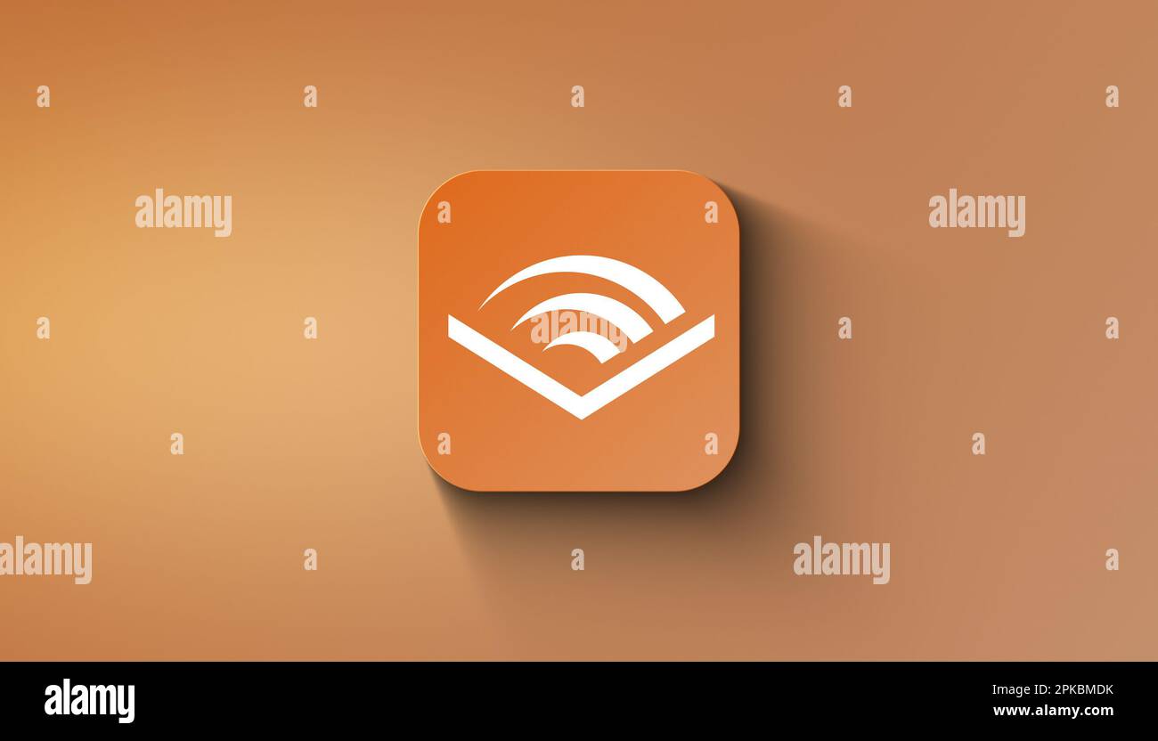 Agadir, Morocco - April, 2023: Audible Logo in a Gradient Background ... Agadir, Morocco - April, 2023: Audible Logo in a Gradient Background ...