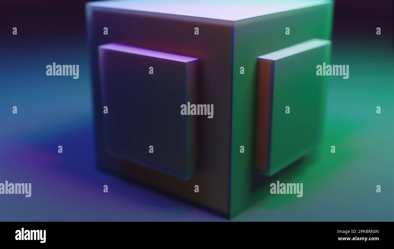 Colorful Iridescent cube. Computer generated 3d render Stock Photo - Alamy