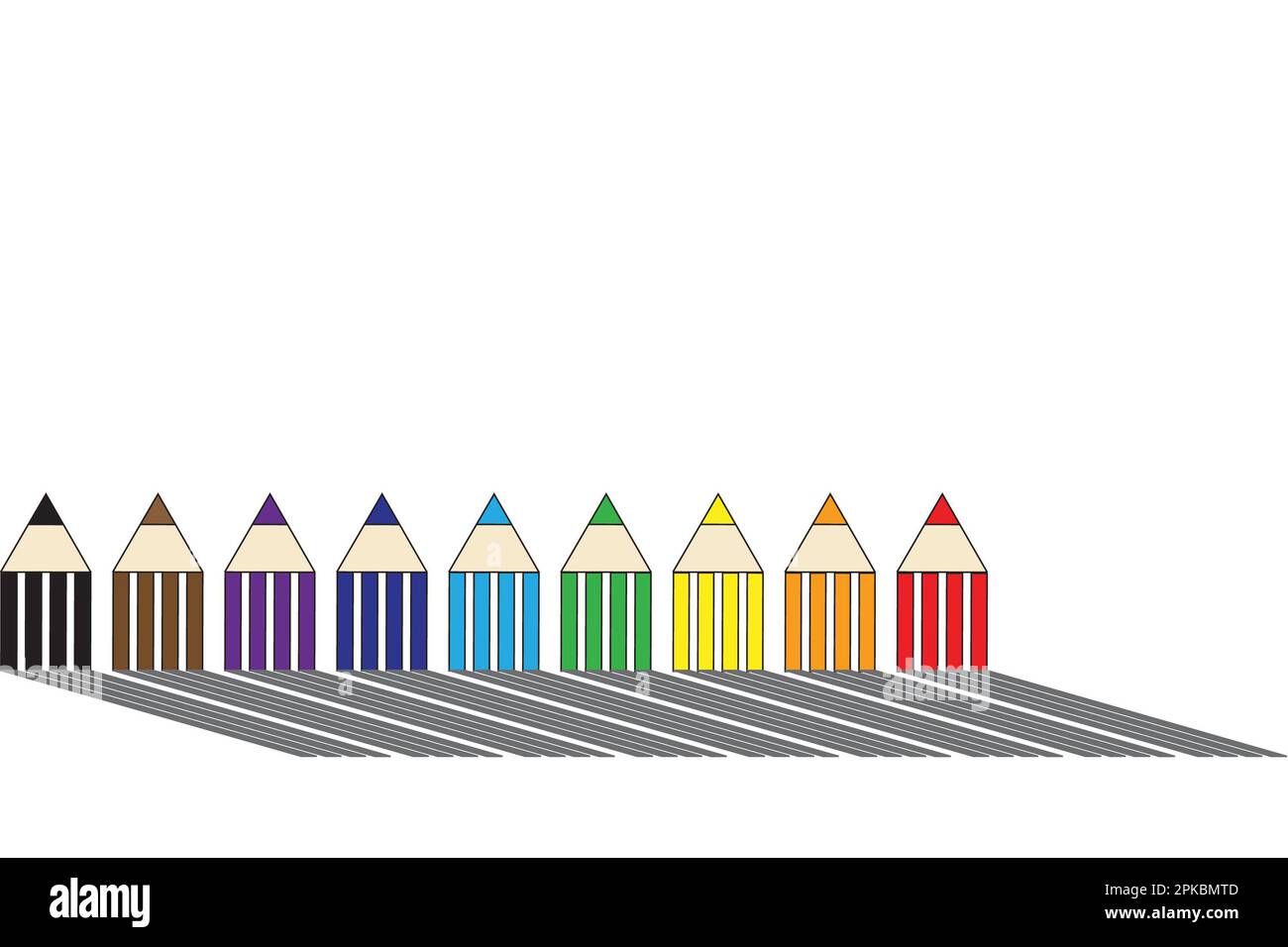 back to school, a set of colored pencils in the order of the rainbow ...