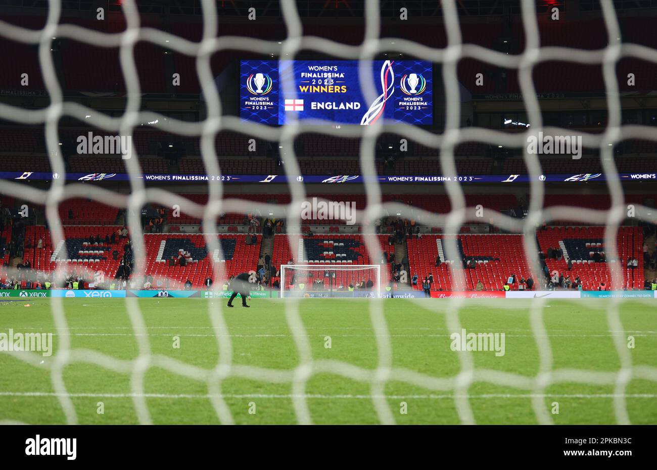 London, UK. 06th Apr, 2023. The electronic scoreboard shows England as ...