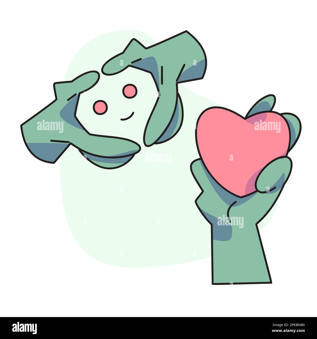 flat vector illustration, cute hands holding a heart Stock Vector Image ...