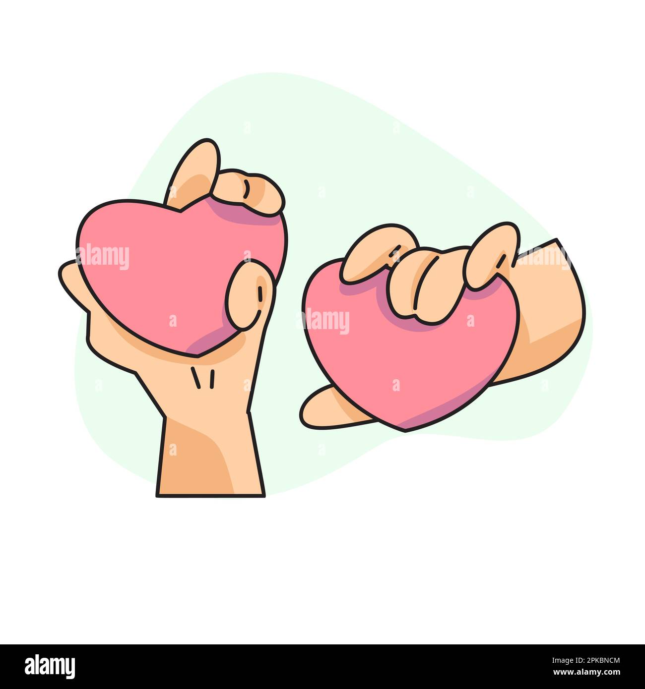 flat vector illustration, cute hands holding a heart Stock Vector Image ...