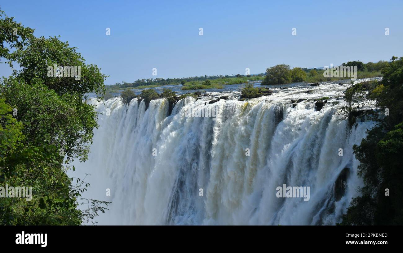 General view of the Victoria waterfall at the border between Zambia and ...
