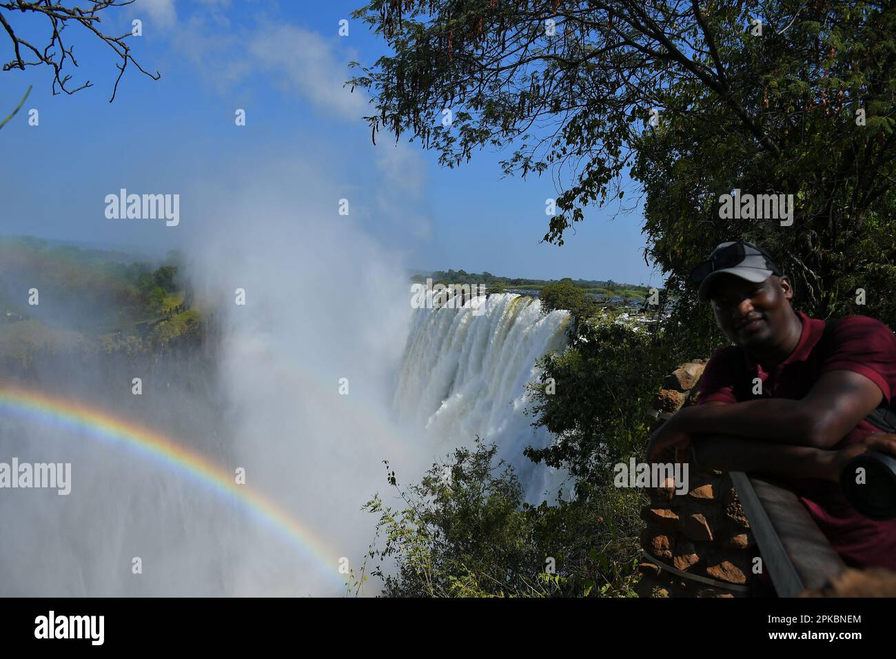 General view of the Victoria waterfall at the border between Zambia and ...