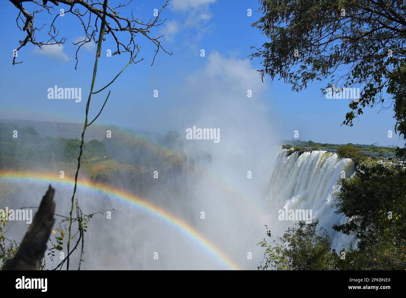 General view of the Victoria waterfall at the border between Zambia and ...
