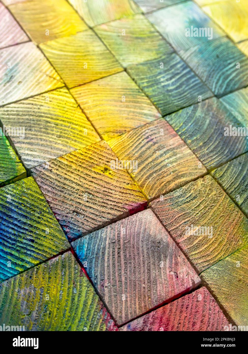 Colorful pine cubes.Colorful wooden textures. Pine texture painted in ...