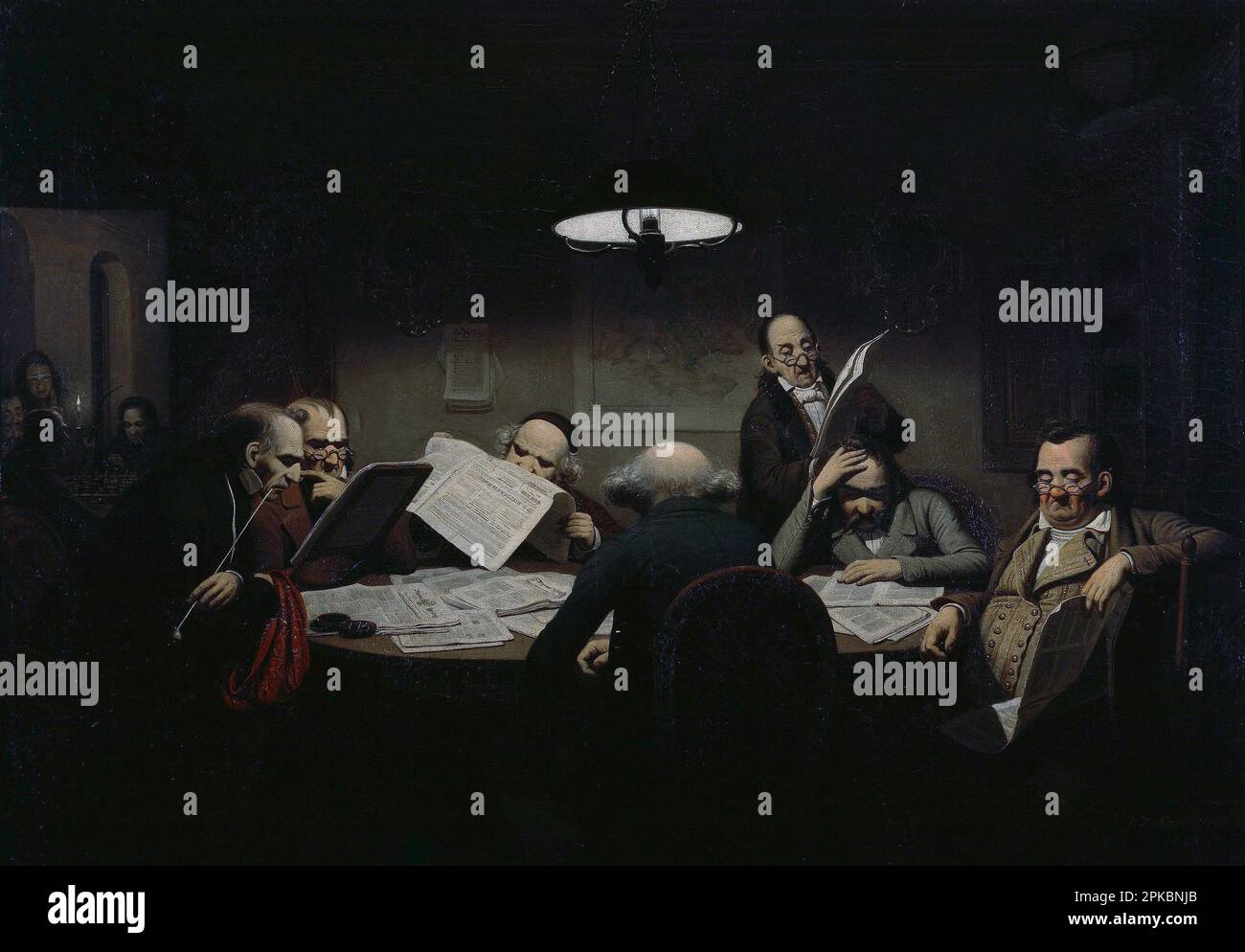 The reading room 1843 by Johann Peter Hasenclever Stock Photo - Alamy
