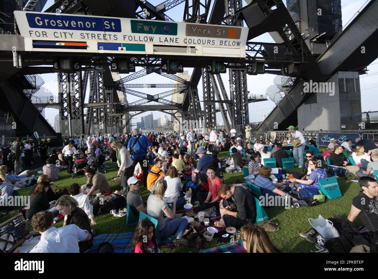 Sydney Harbour Bridge is covered in grass for the 'Breakfast On the ...