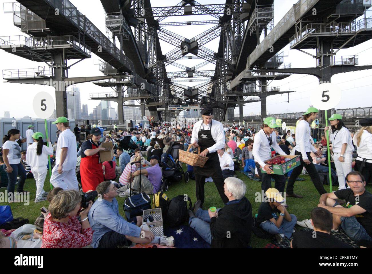 Sydney Harbour Bridge is covered in grass for the 'Breakfast On the ...