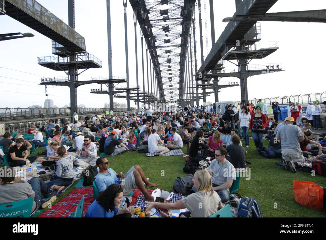 Sydney Harbour Bridge is covered in grass for the 'Breakfast On the ...