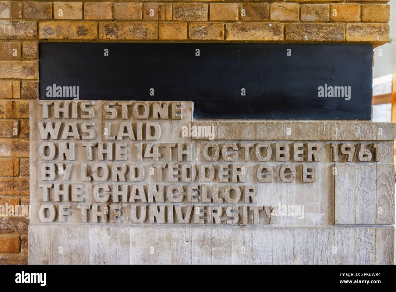 Inscription on foundation stone laid on 14 October 1961 by Lord Tedder ...