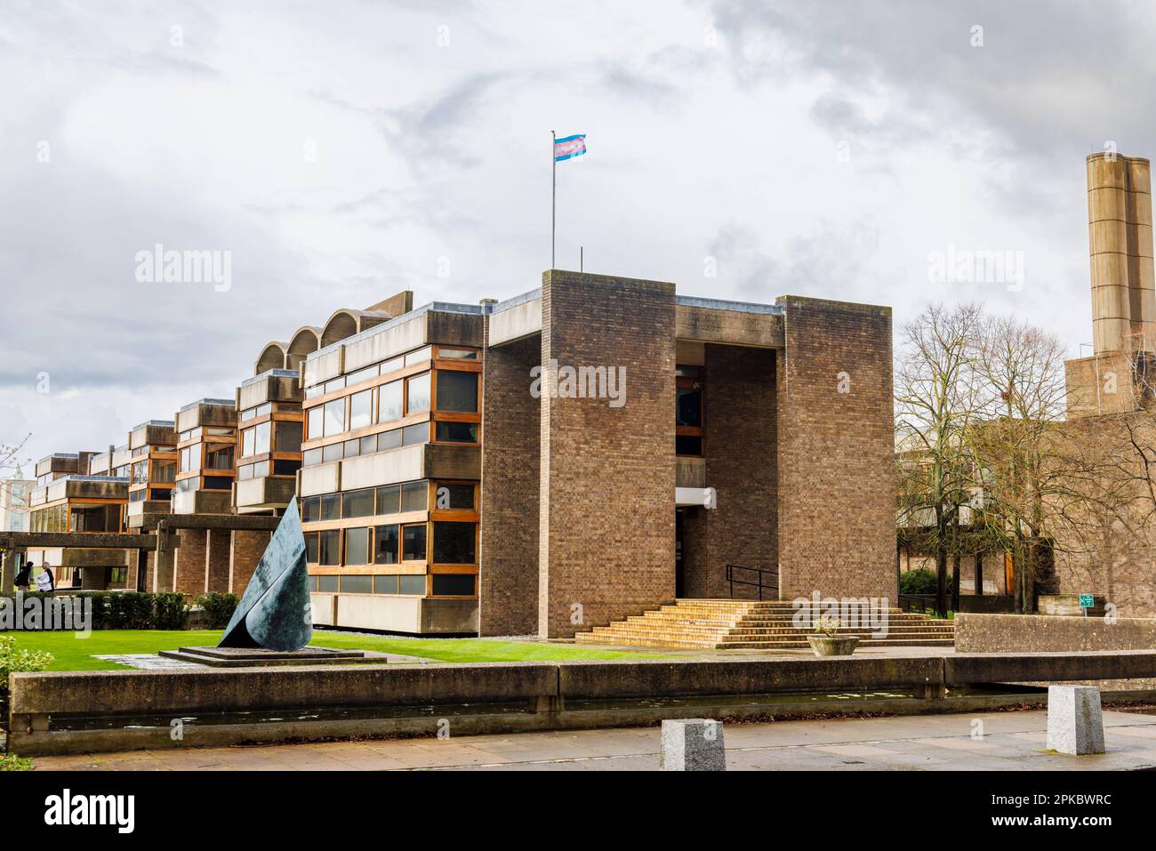 The entrance to Churchill College, part of the University of Cambridge ...