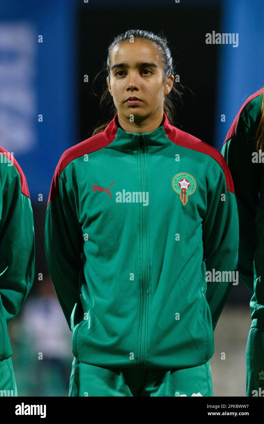 Sabah Seghir (13 Morocco) during the national anthem before the ...