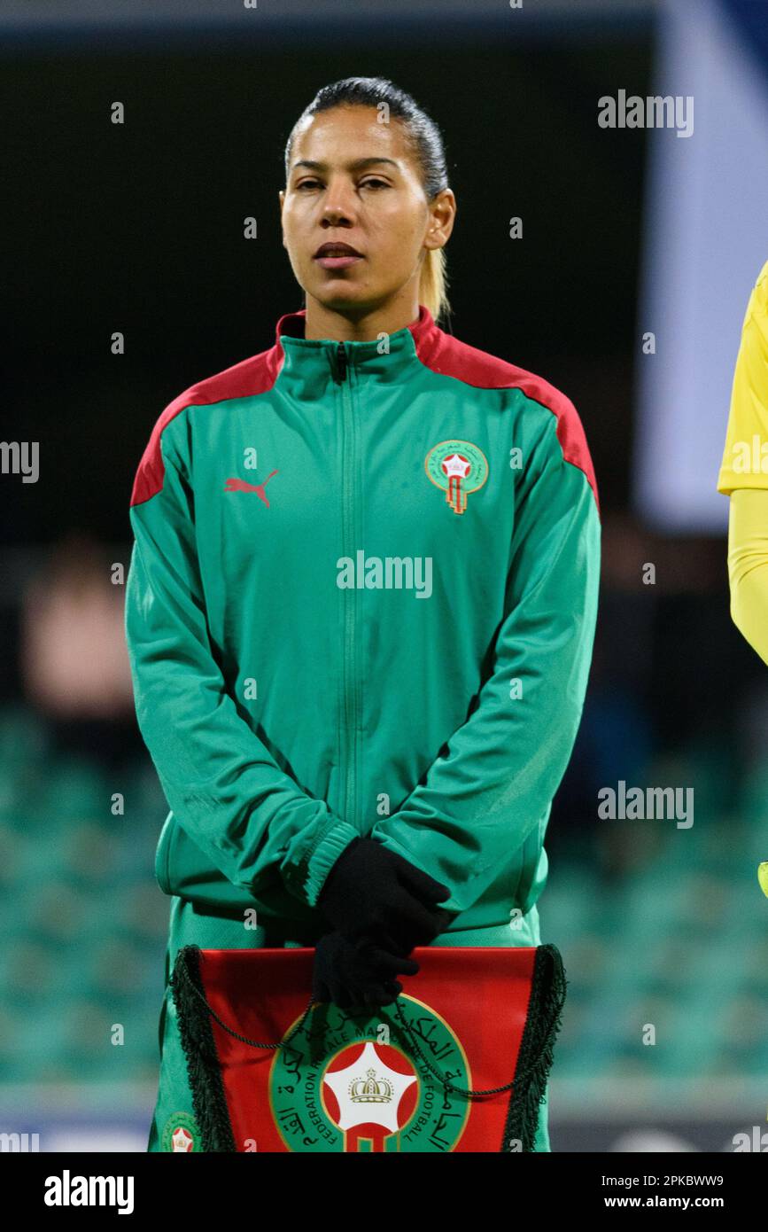 Ghizlane Chebbak (7 Morocco) during the national anthem before the ...