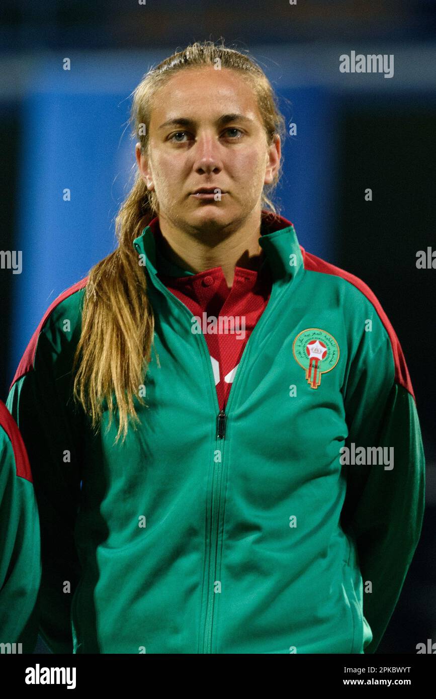 Yasmin Mrabet (21 Morocco) during the national anthem before the ...