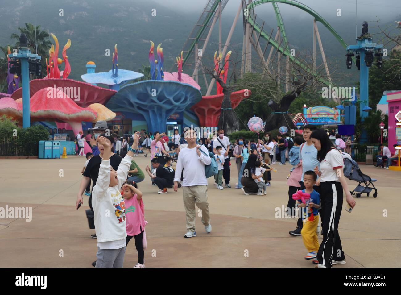 ZHUHAI, CHINA - APRIL 6, 2023 - Parents and children view rare Marine ...