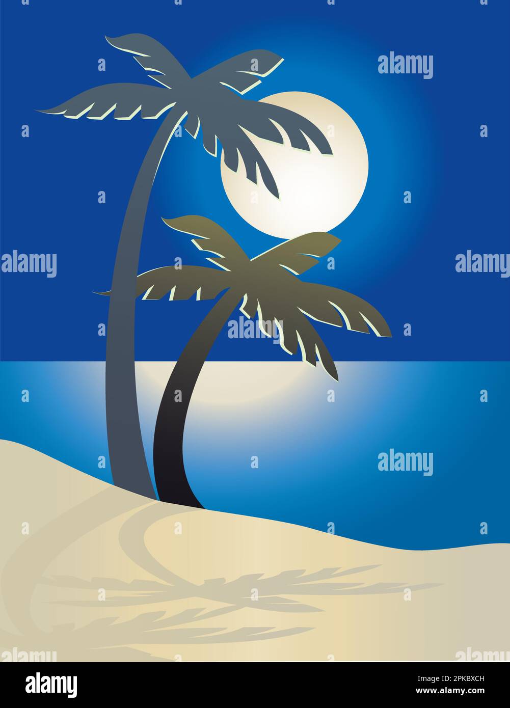 Typical romantic moonlit tropic beach vacation scene. This is an ...