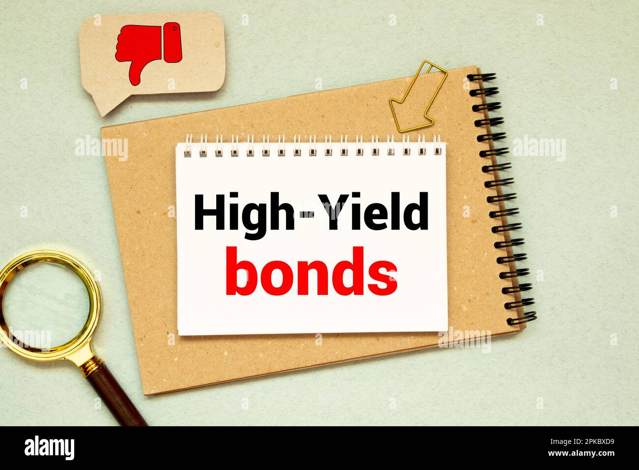 Business concept. text on a sticker on the table. view from above- high ...