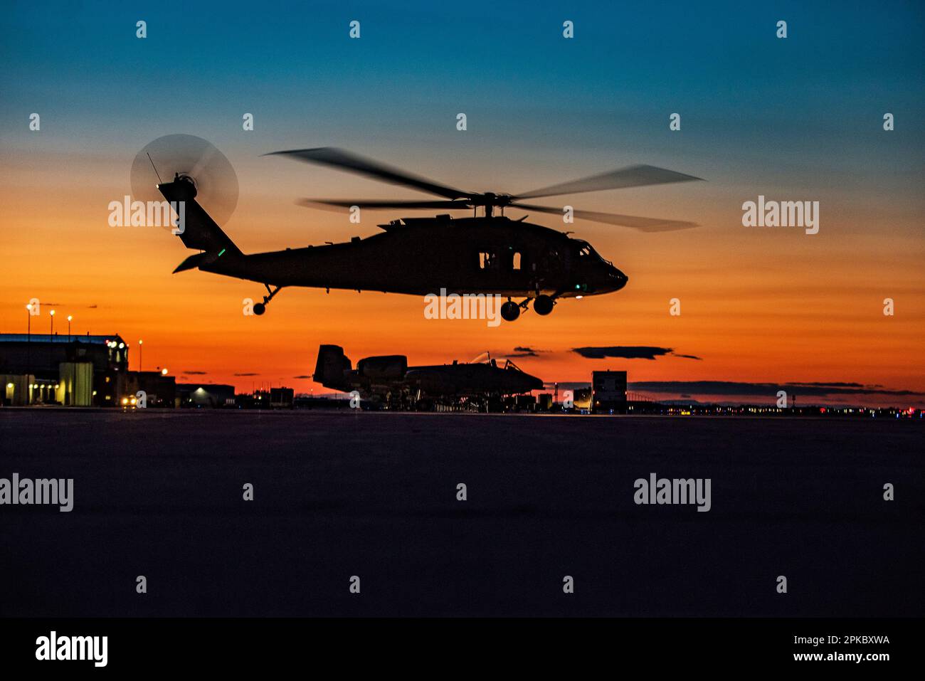 Idaho National Guard pilots take off in UH-60 Black Hawk helicopters on ...