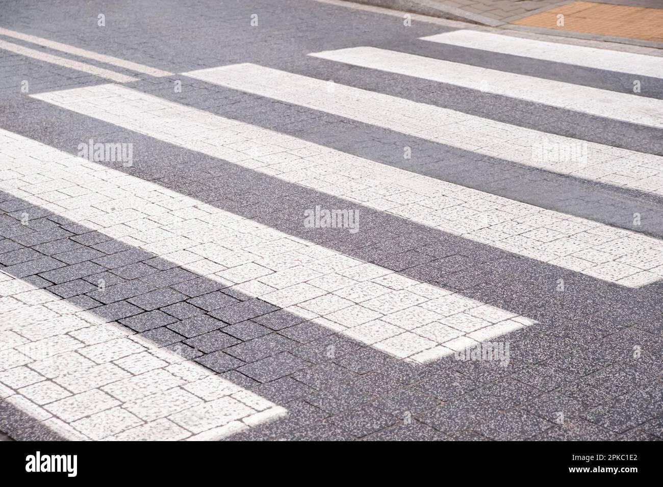 View on pedestrian crossing in city. Road regulations Stock Photo - Alamy
