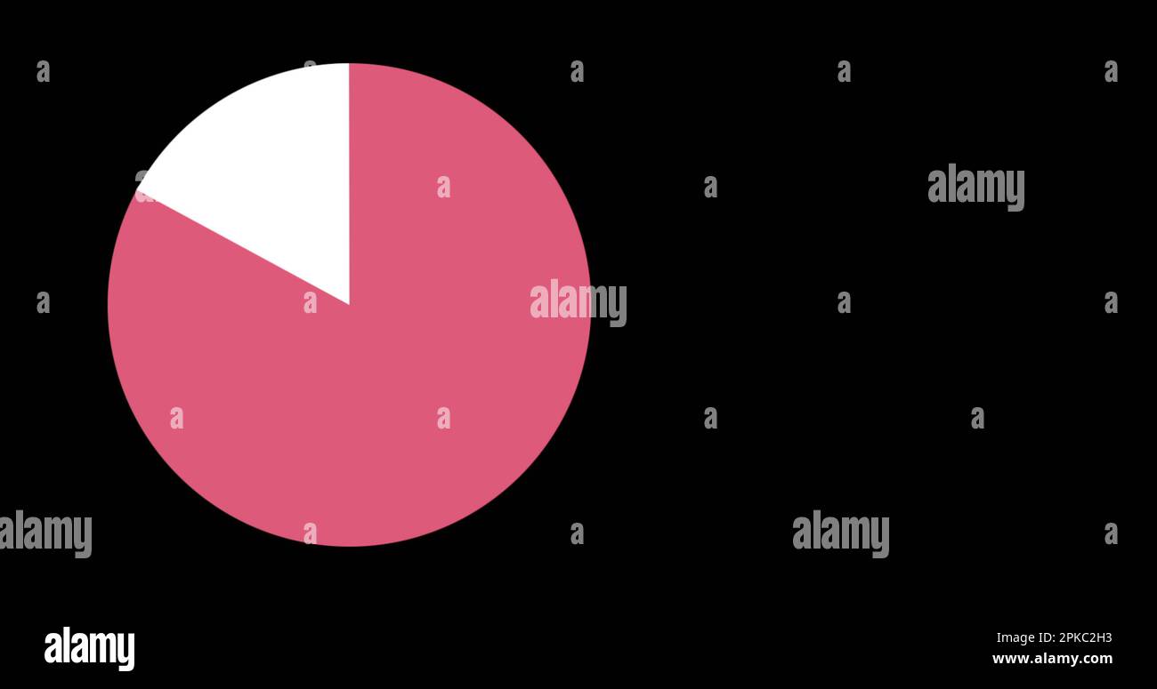 Pink and white pie chart on black background with copy space Stock ...