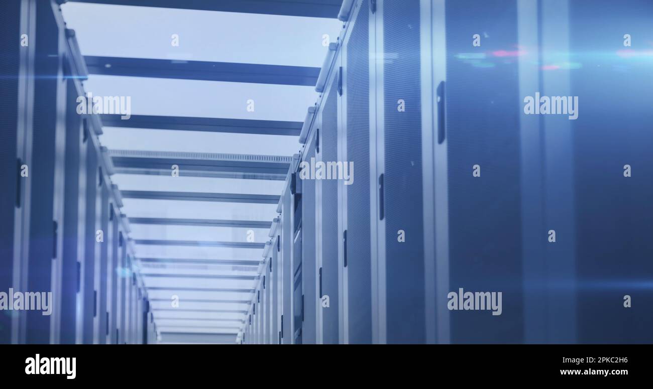 Coloured lights over computer servers in server room Stock Photo - Alamy