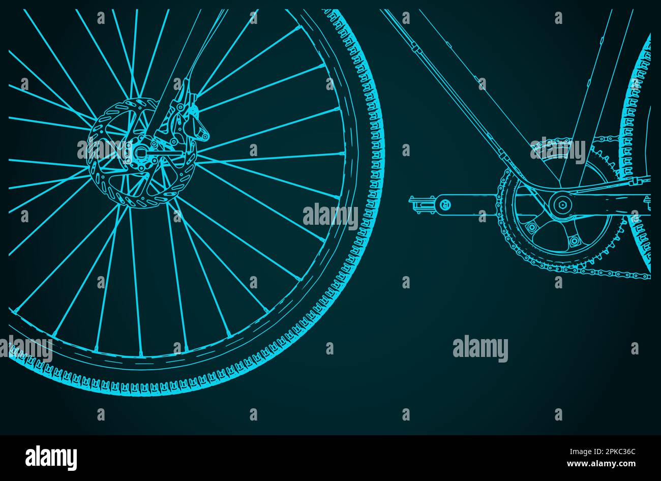 Stylized vector illustration of bicycle fork front wheel close up Stock ...