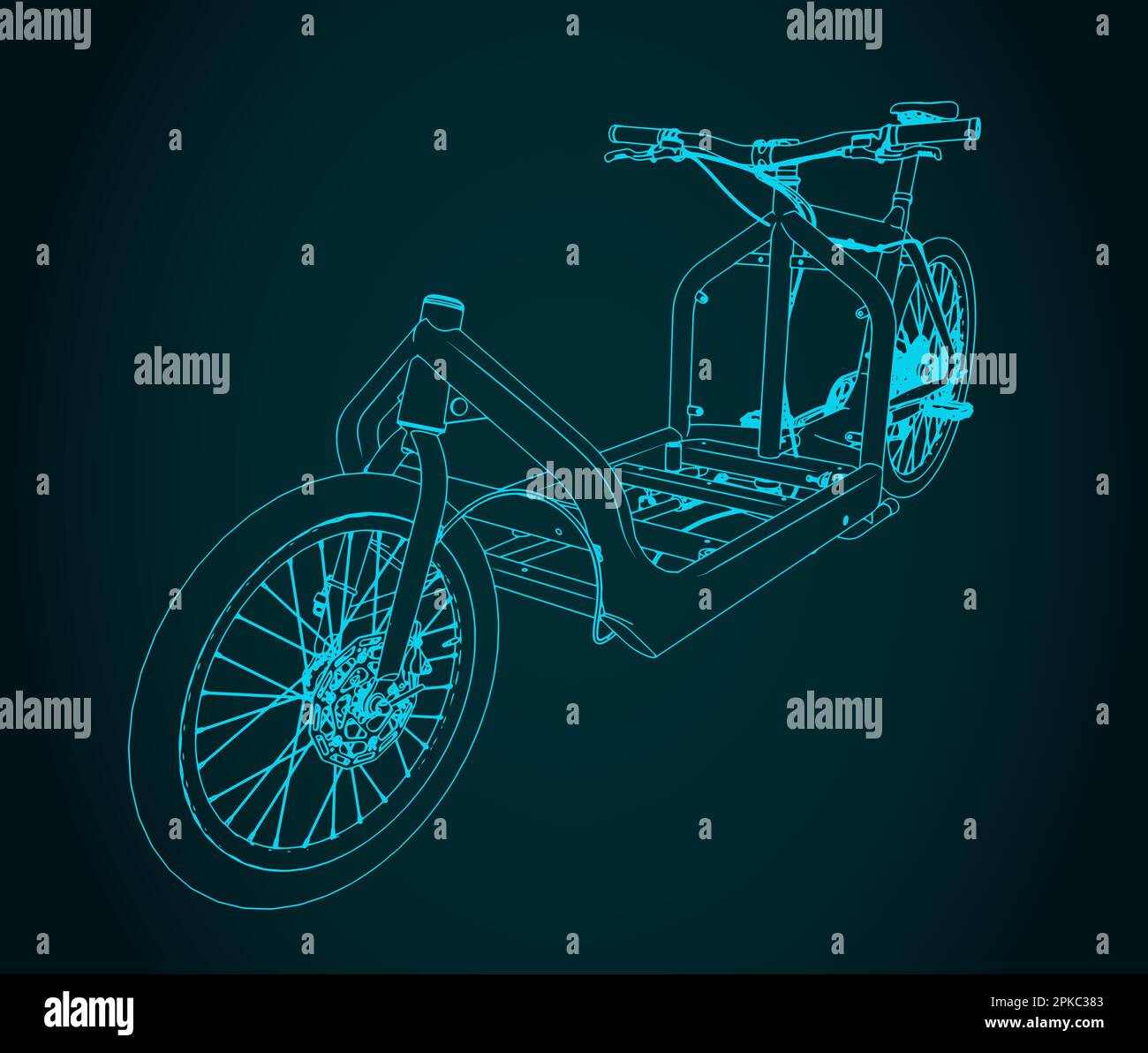Stylized vector illustration of blueprint of cargo bike Stock Vector ...