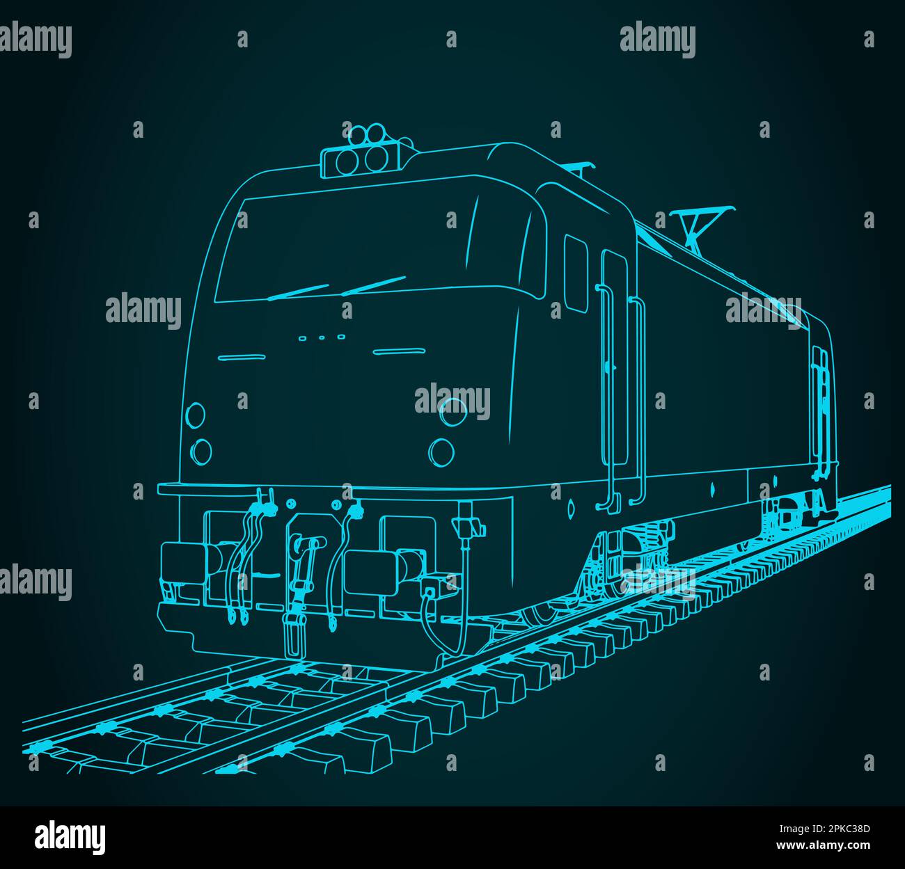 Stylized vector illustration of electric locomotive Stock Vector Image ...