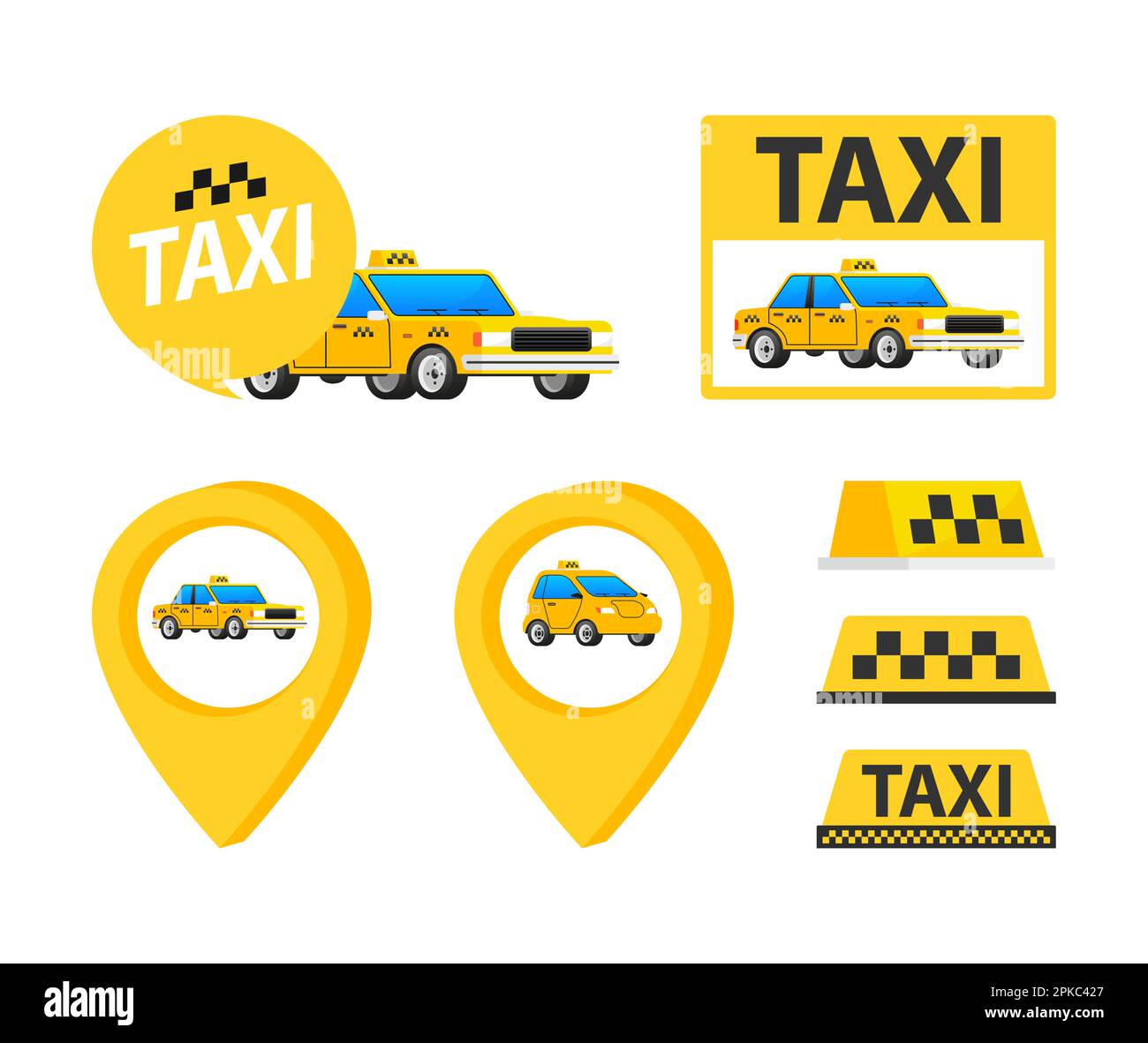 Set Taxi map pointer, Car and Car Roof Sign. Taxi service Stock Vector ...