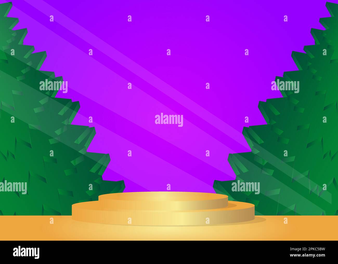 Green, Purple and Gold product display podium. Abstract cylinder ...