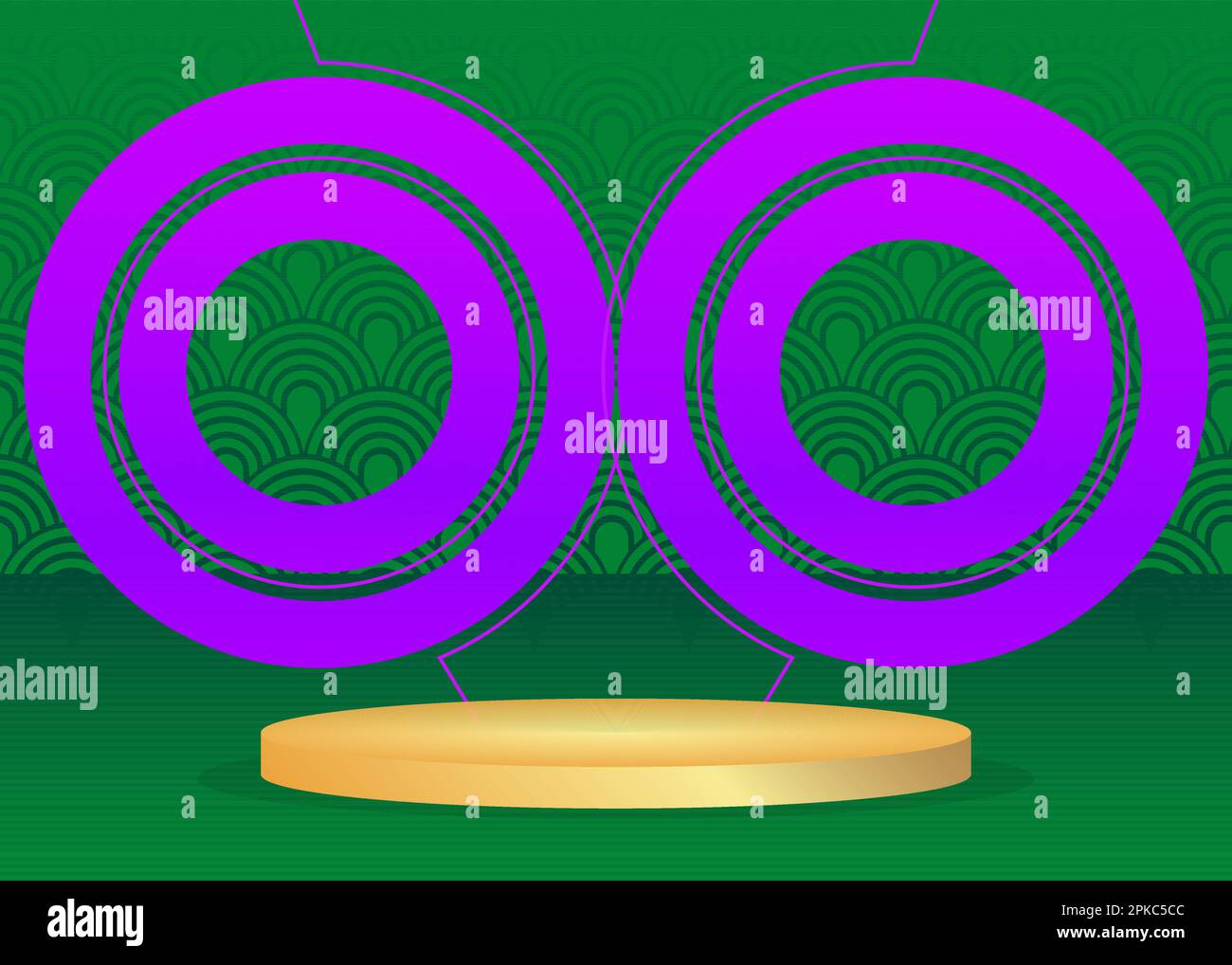 Green, Purple and Gold product display podium. Abstract cylinder ...