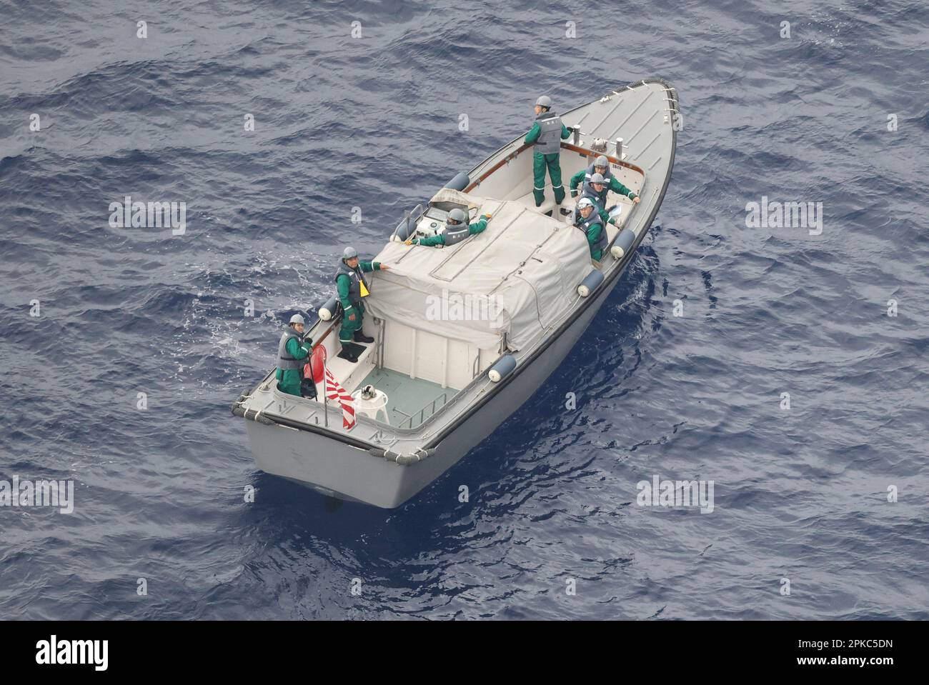 An aerial photo taken from Yomiuri's jetliner shows a boat of Japanese ...