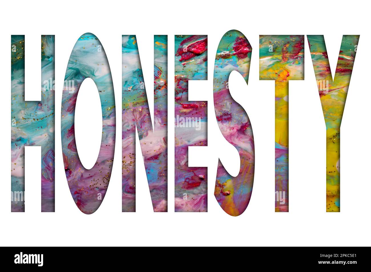 Abstract Natural Luxury art, fluid painting with Honesty text, alcohol ...