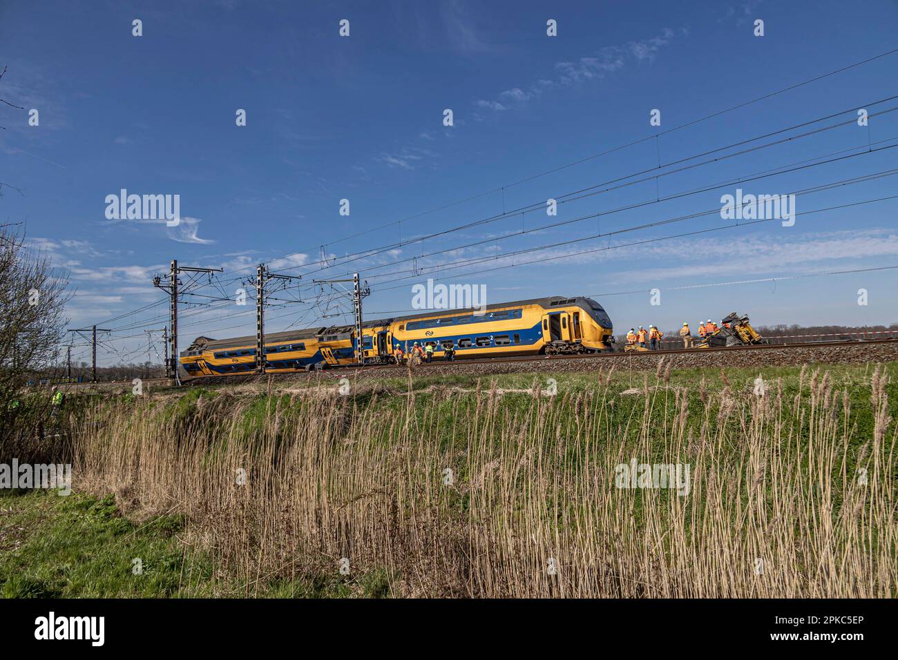 Voorschoten, Netherlands. 04th Apr, 2023. A damaged train seen on the ...