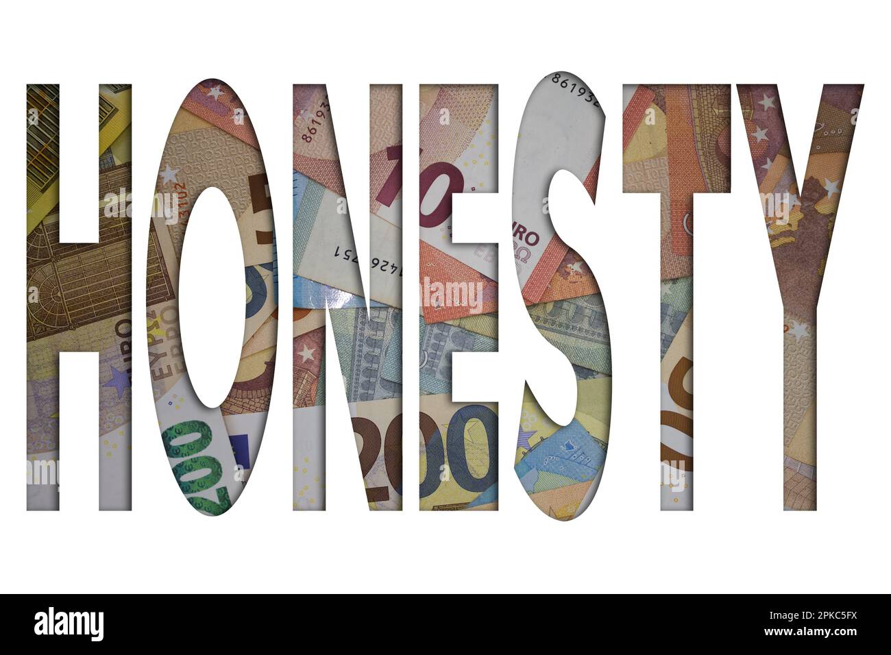 Honesty word with money. Paper currency background with different ...