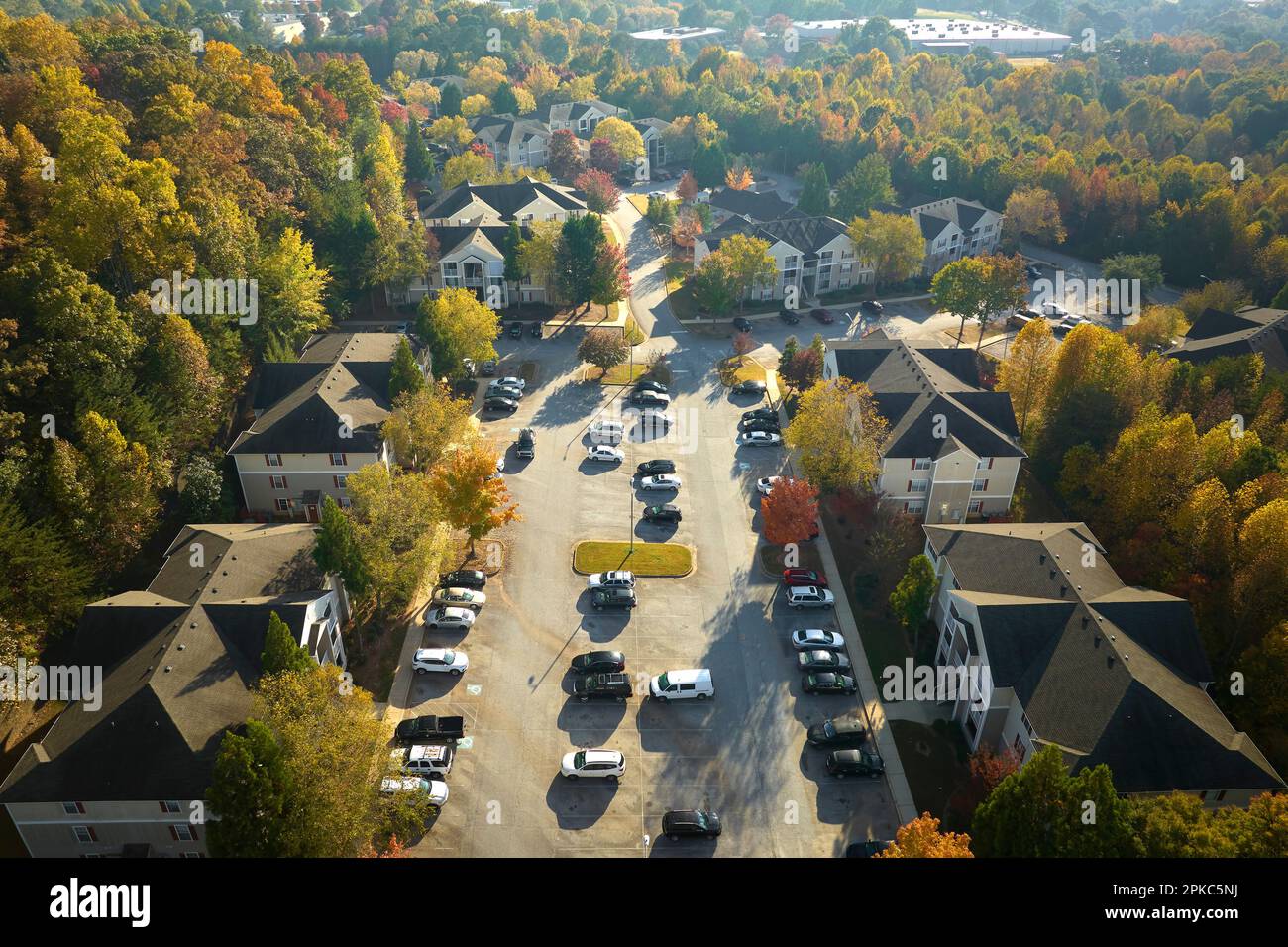 Aerial view of american apartment buildings in South Carolina ...