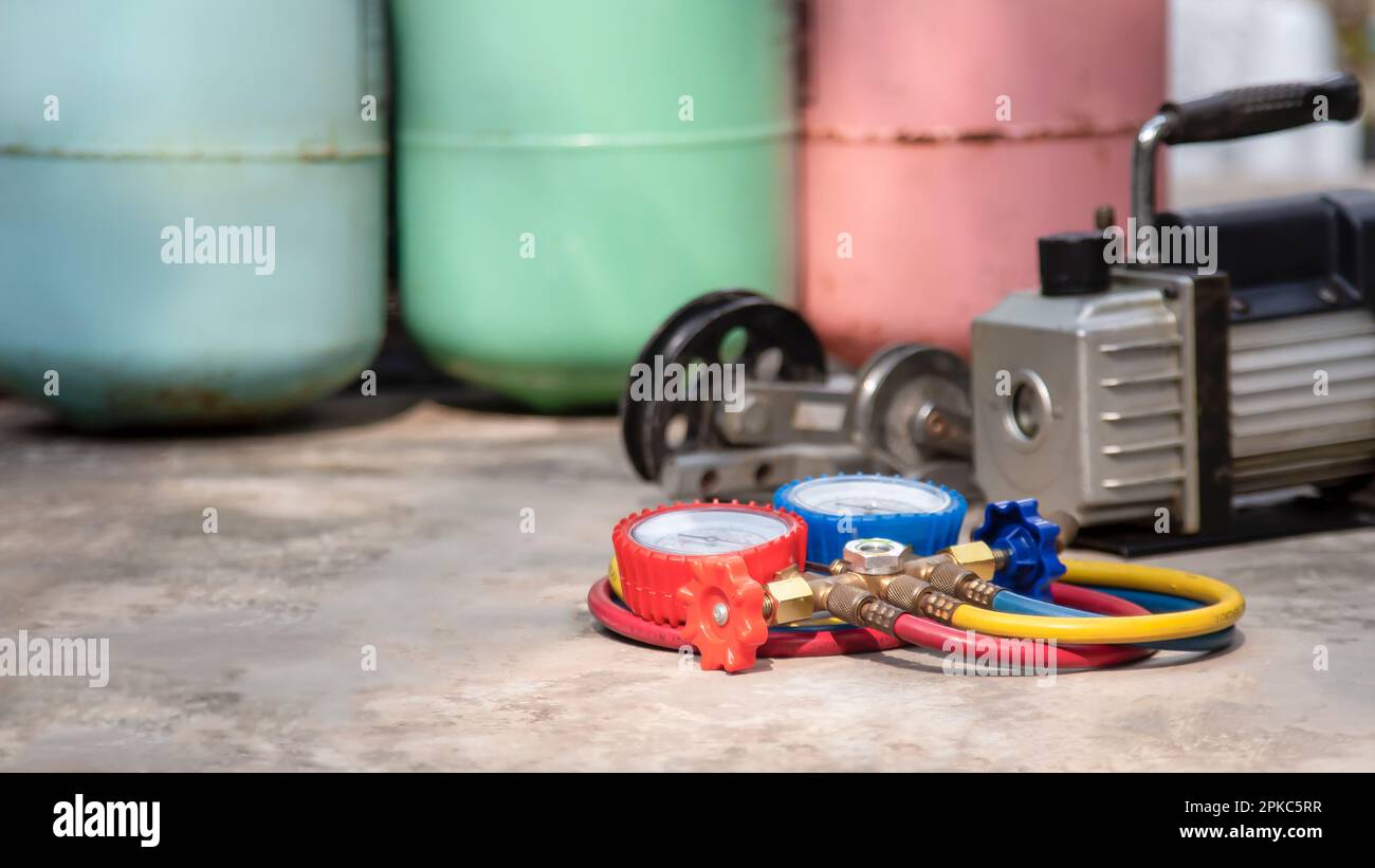 Tools for air conditioning repair and maintenance Stock Photo - Alamy