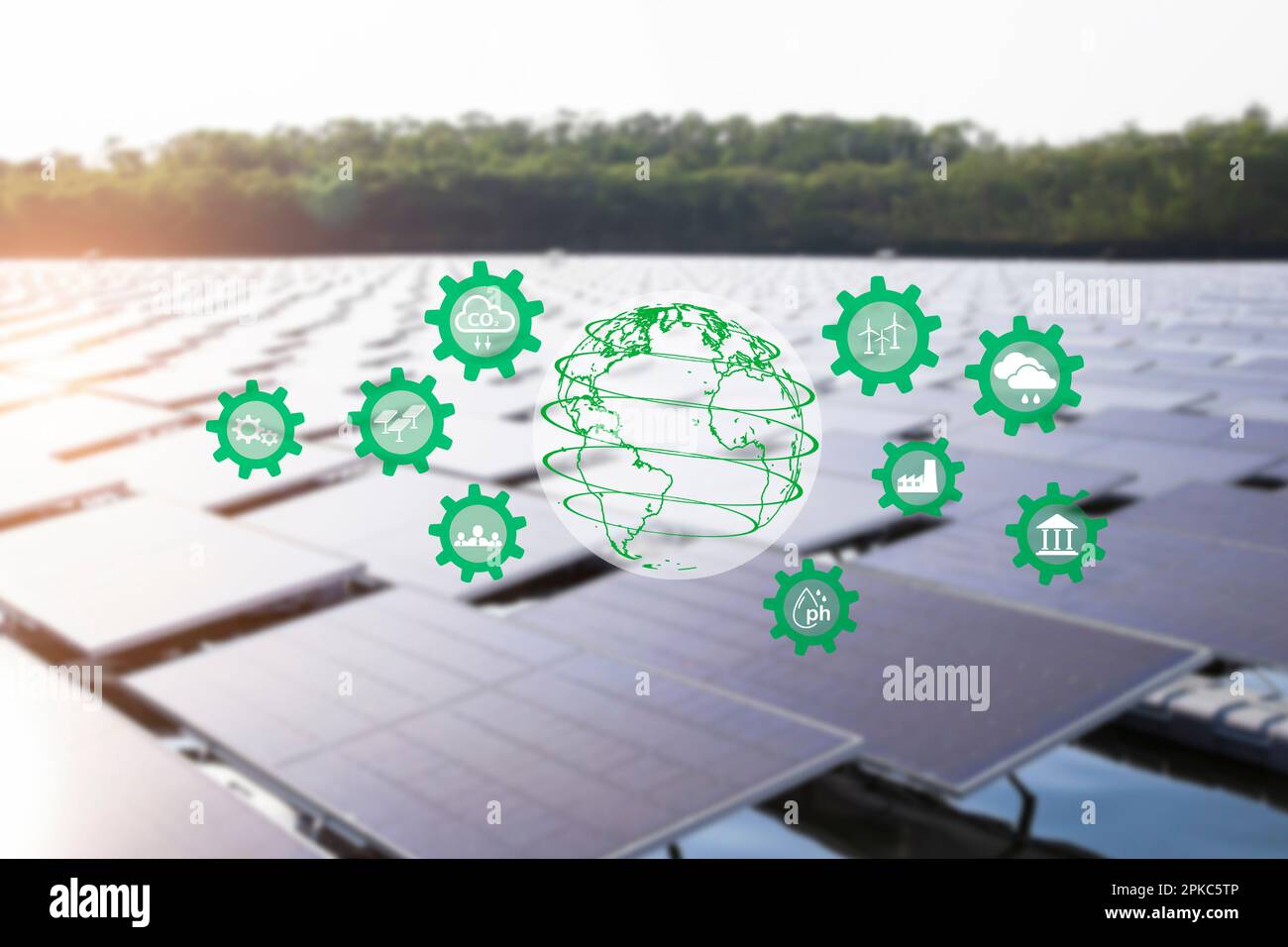 Concept of reducing carbon dioxide emissions in the atmosphere ...