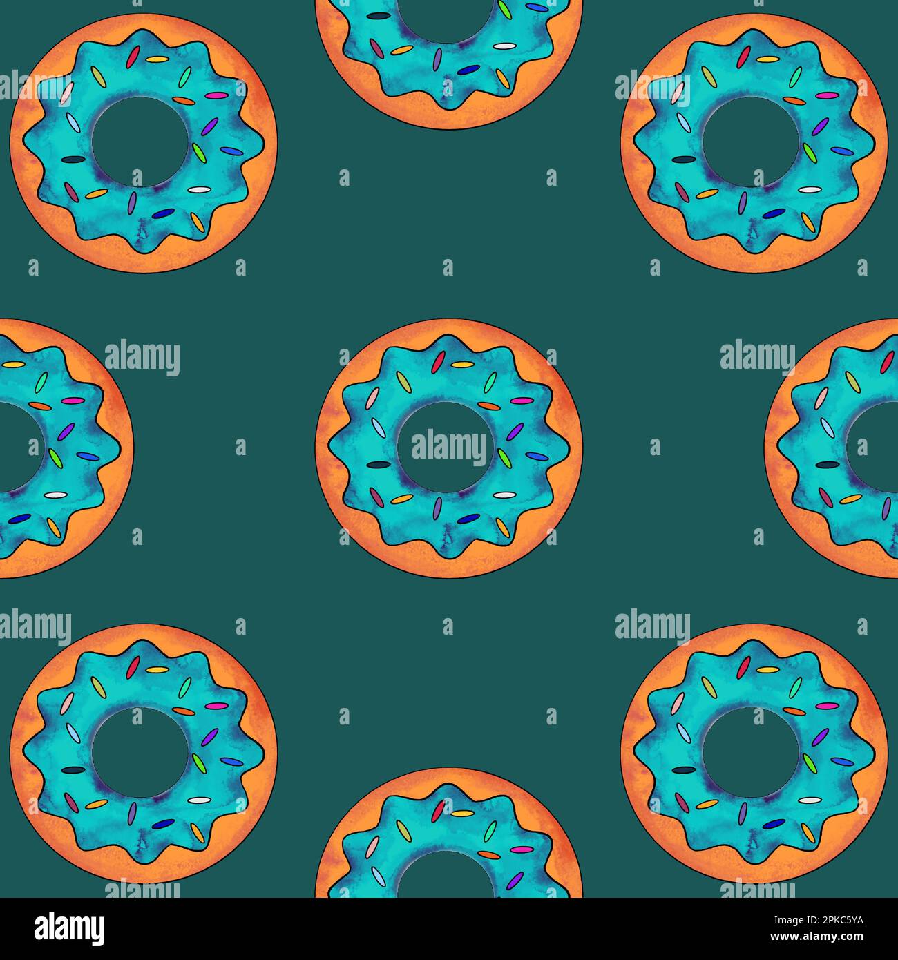 Seamless pattern of light blue donuts on a blue background ...