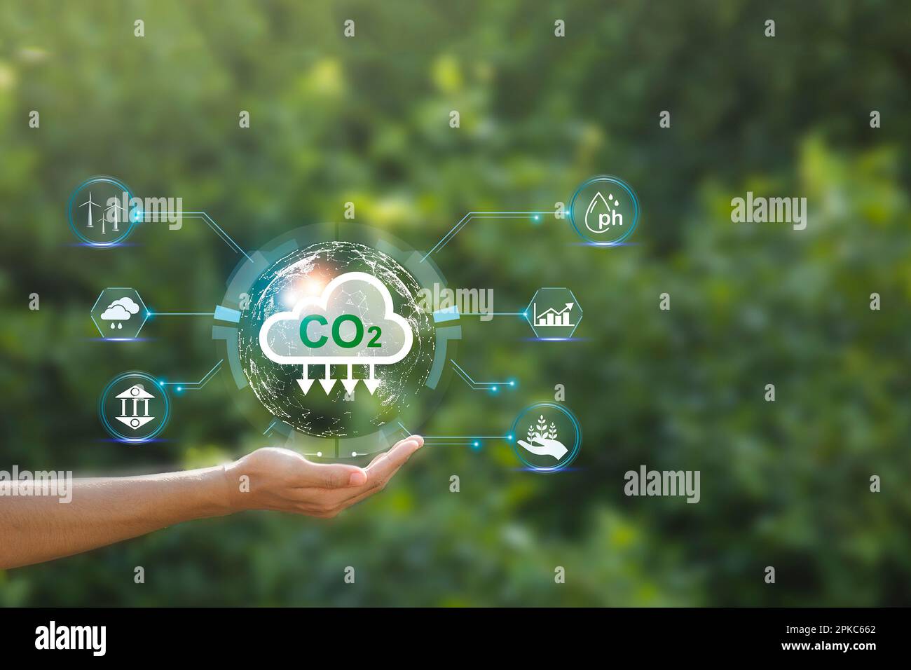 Concept of reducing carbon dioxide emissions in the atmosphere ...