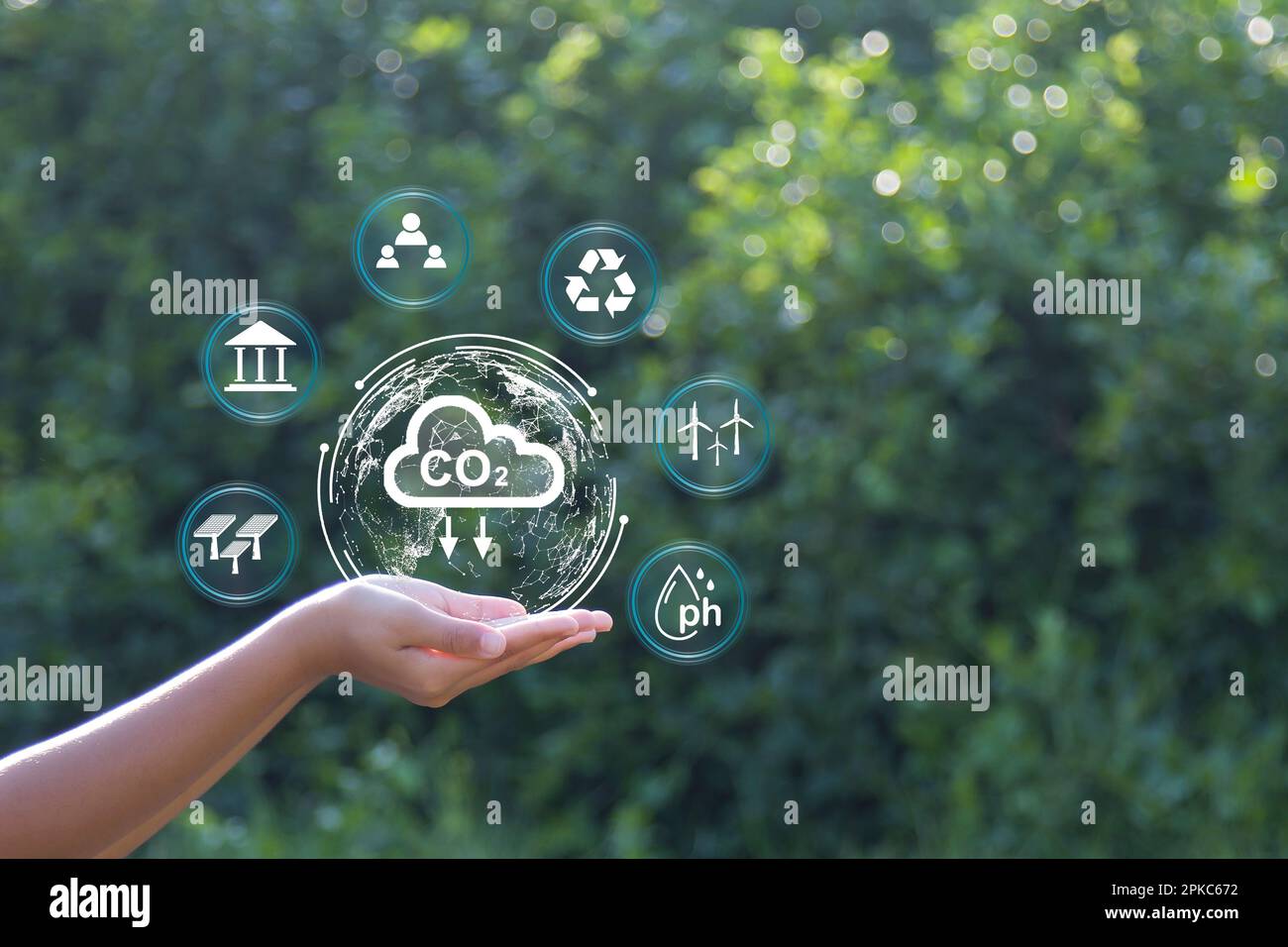 Concept of reducing carbon dioxide emissions in the atmosphere ...