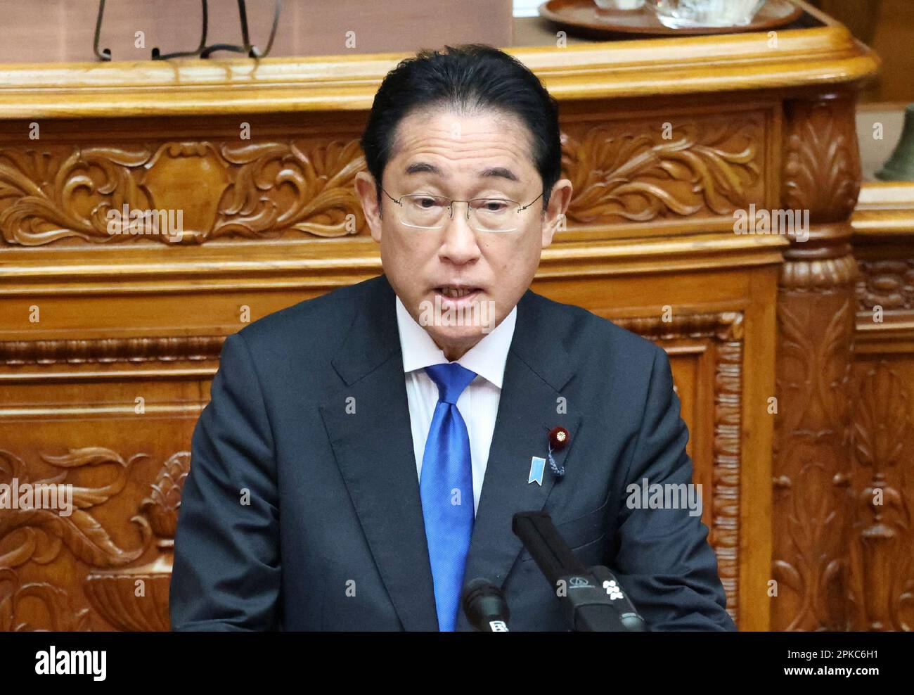 Japan's Prime Minister Fumio Kishida responds during the plenary ...