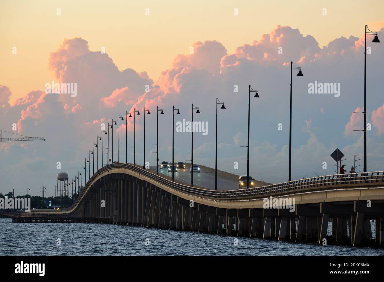Barron Collier Bridge and Gilchrist Bridge in Florida with moving ...