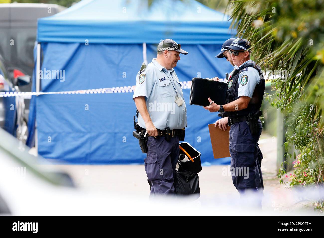 Police at the scene of a police shooting, Newcastle, Friday, April 7 ...