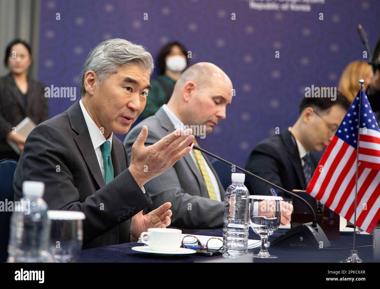 Sung Kim, left, the U.S. special representative to North Korea talks ...