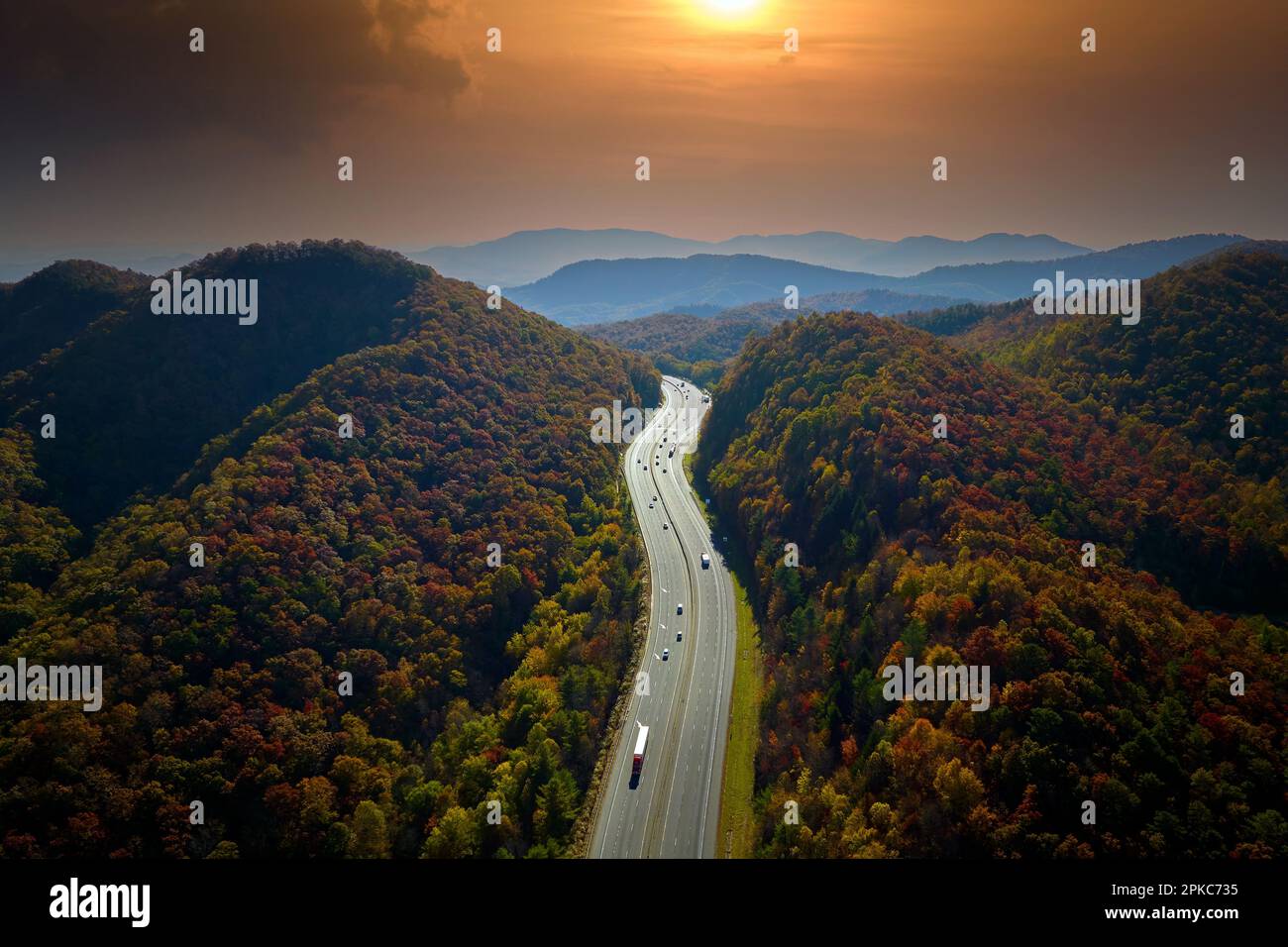 I-40 freeway in North Carolina leading to Asheville through Appalachian ...