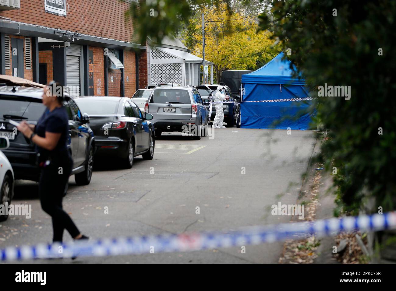 Police at the scene of a police shooting, Newcastle, Friday, April 7 ...
