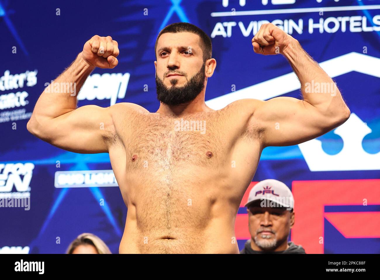 Las Vegas, NV, USA. 6th Apr, 2023. Heavyweight Rizvan Kuniev on stage ...